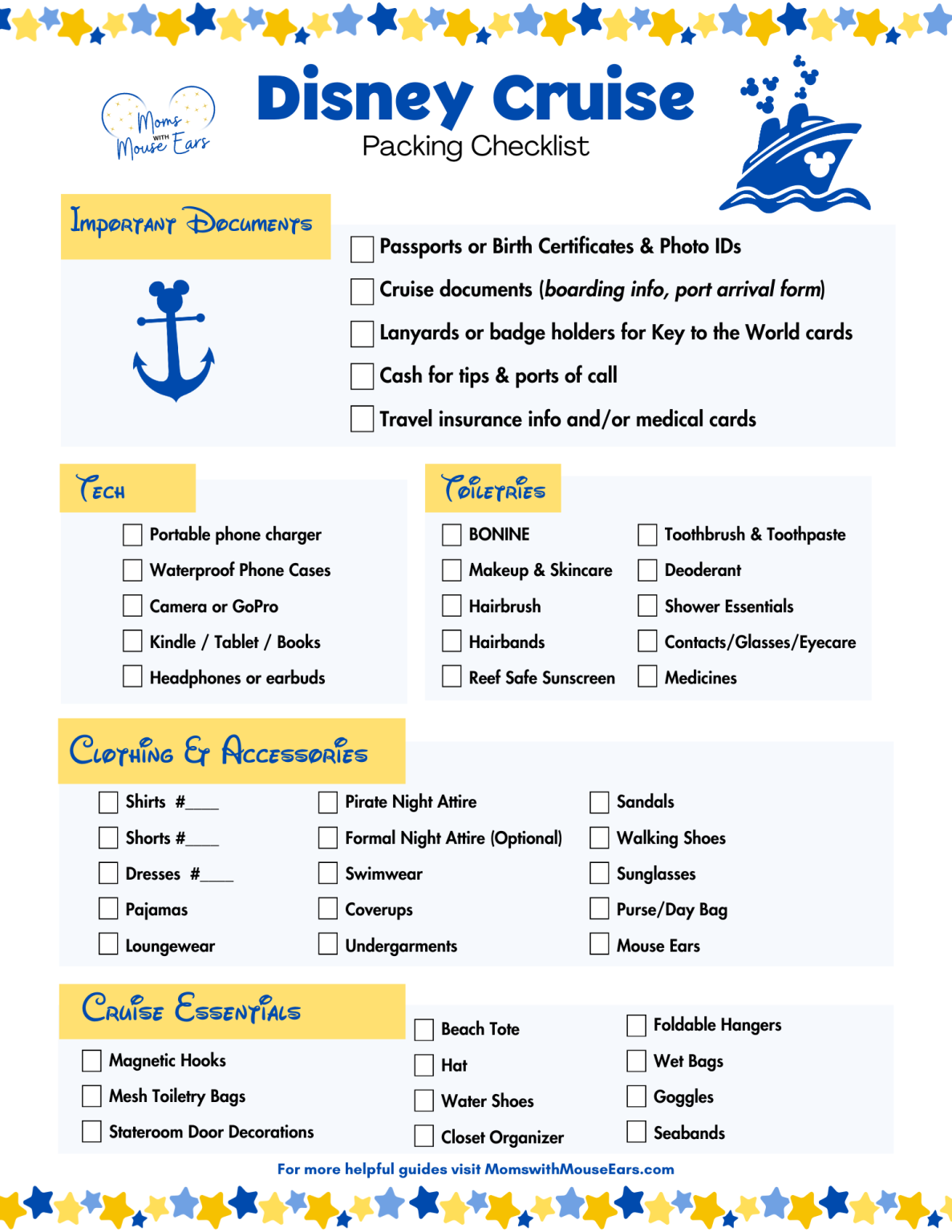 Disney Cruise Line Packing Checklist | What to Bring on Your Disney ...